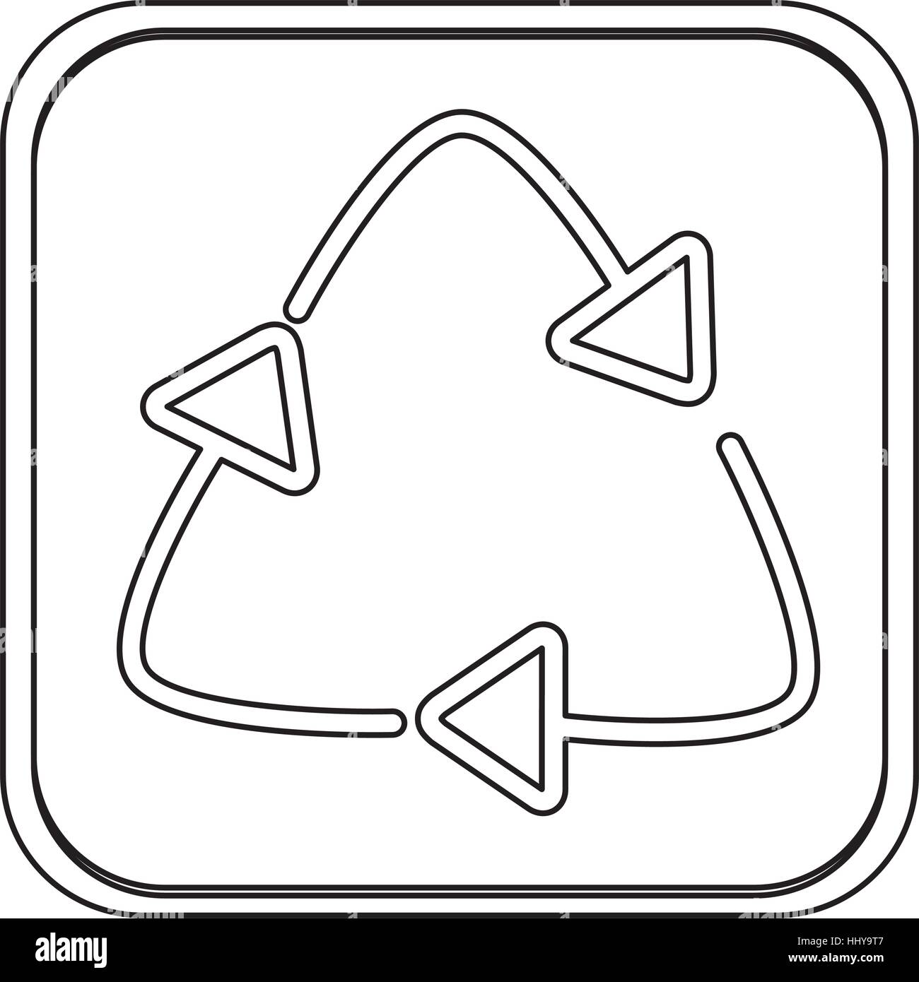 monochrome square with recycling symbol with arrows vector illustration ...