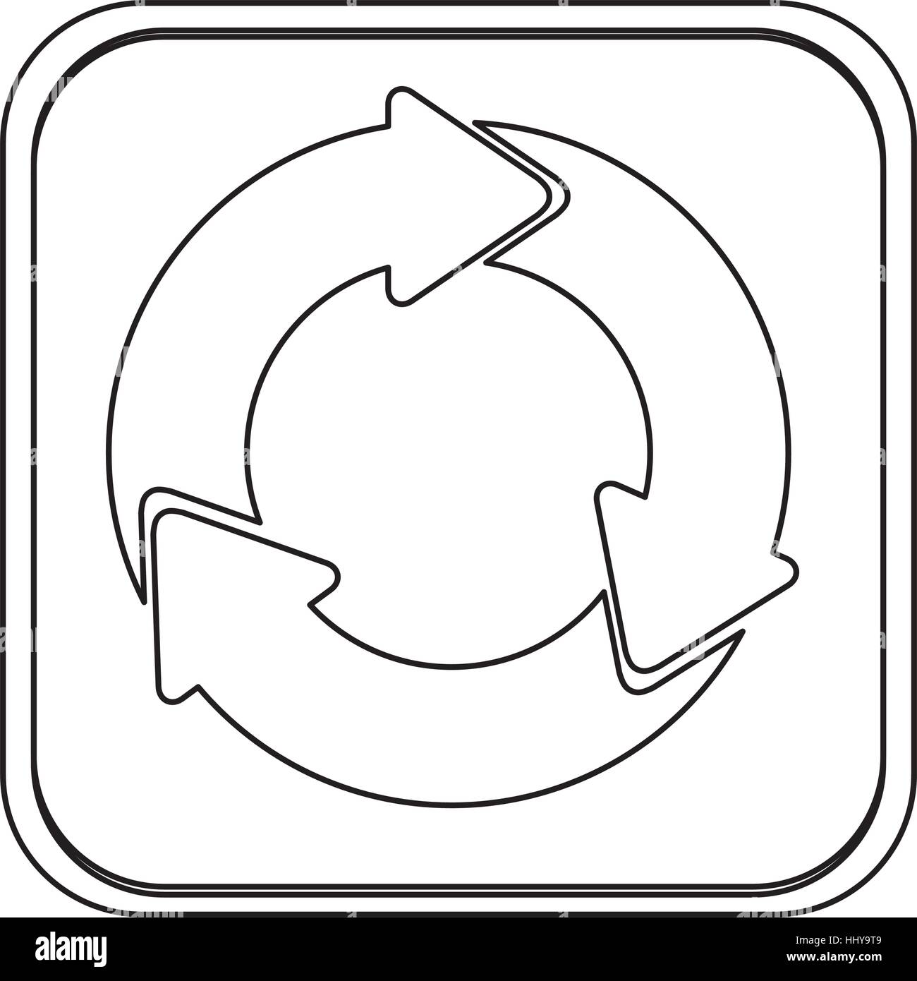 monochrome square with recycling symbol shape circular vector ...