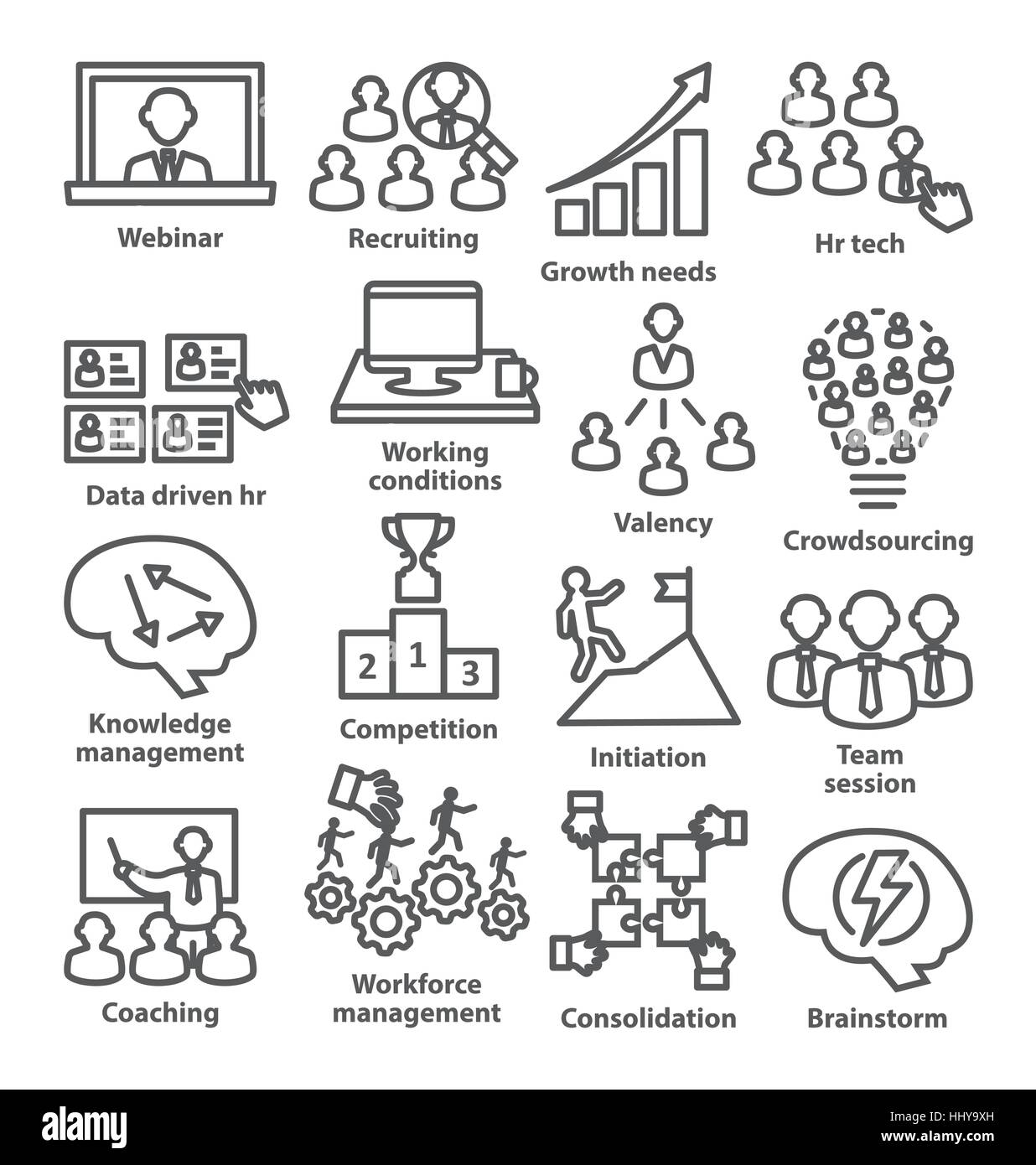 Business management icons in line style. Pack 30 Stock Vector Image ...