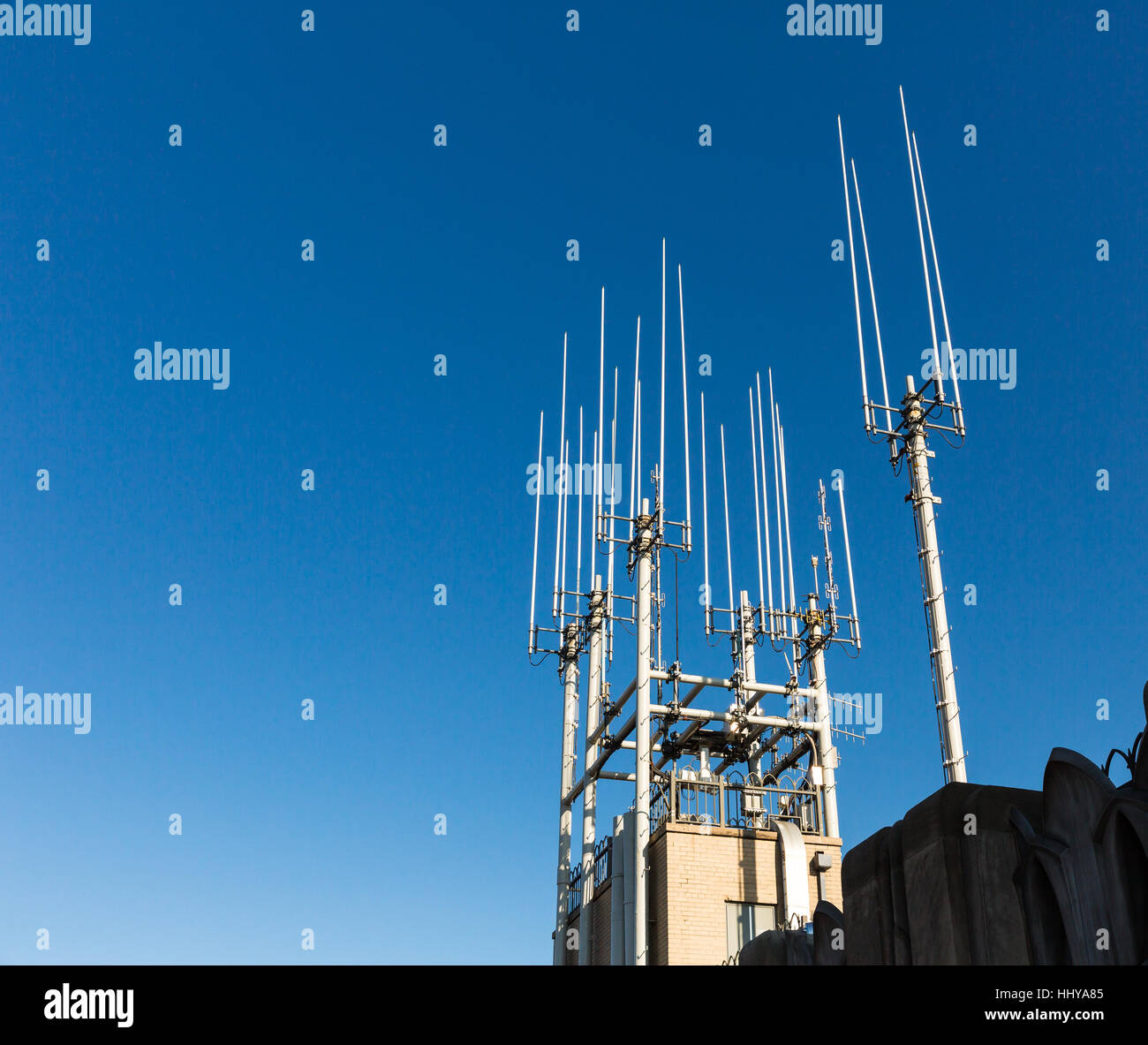 Closeup of telecommunication equipment on the roof Stock Photo - Alamy