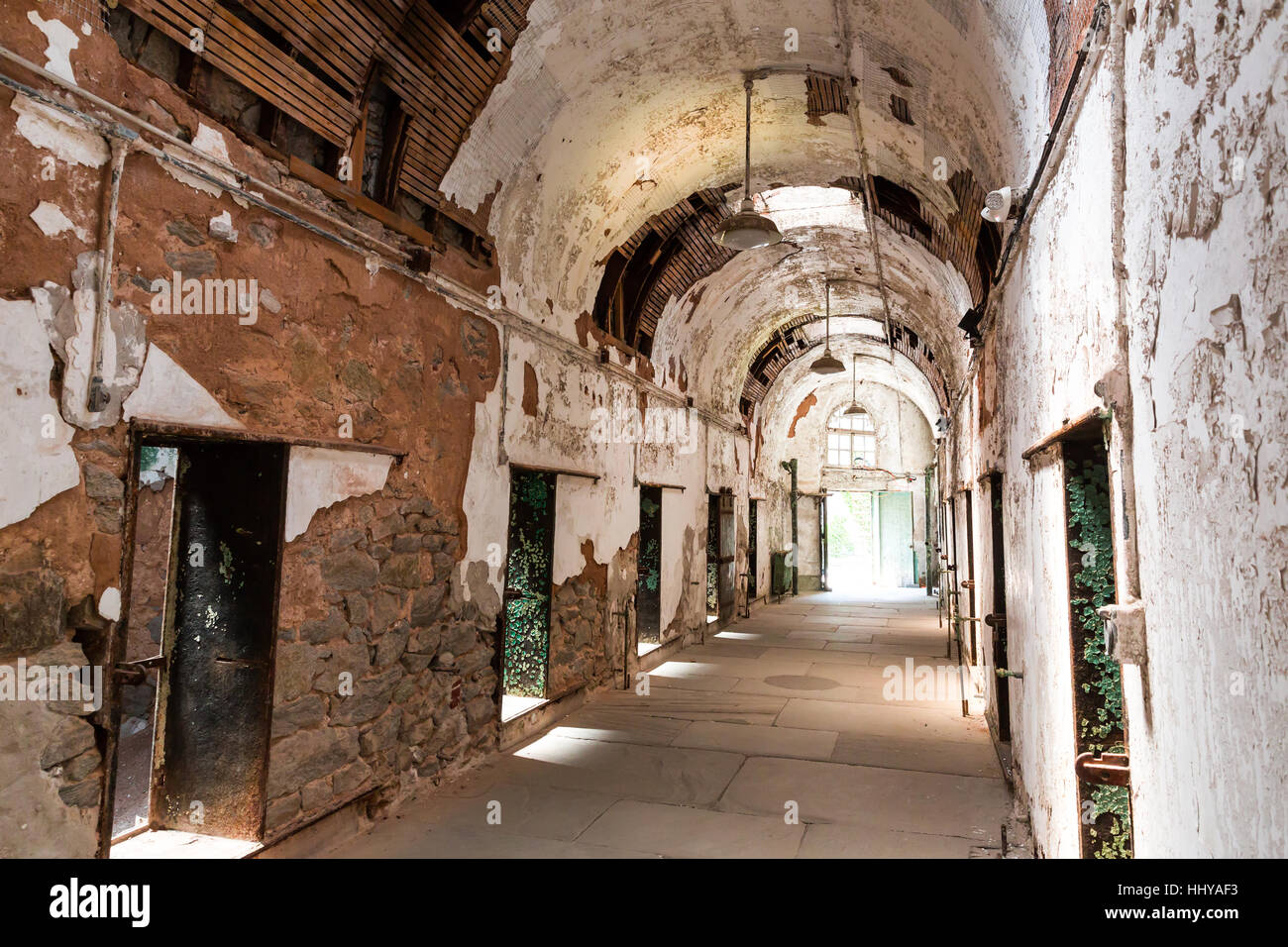 Old prison corridor with open cells Stock Photo - Alamy