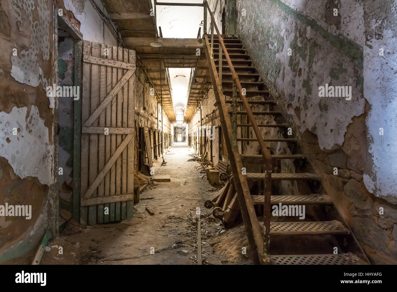 Old prison corridor Stock Photo - Alamy
