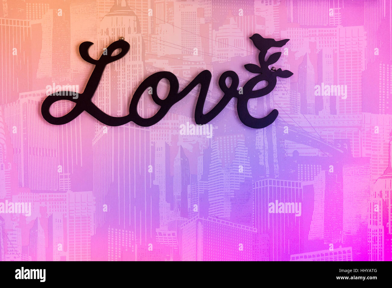 Valentine day background with word Love on wall background Stock Photo ...