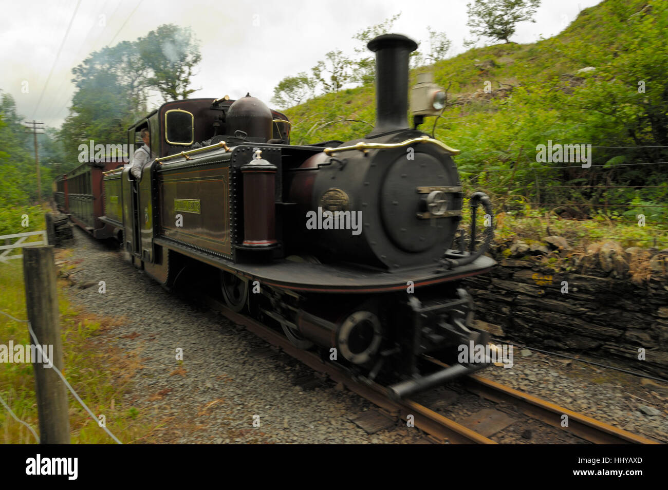Merddin Emrys on the Ffestiniog Railway at Coed Hafod y Llyn Stock ...