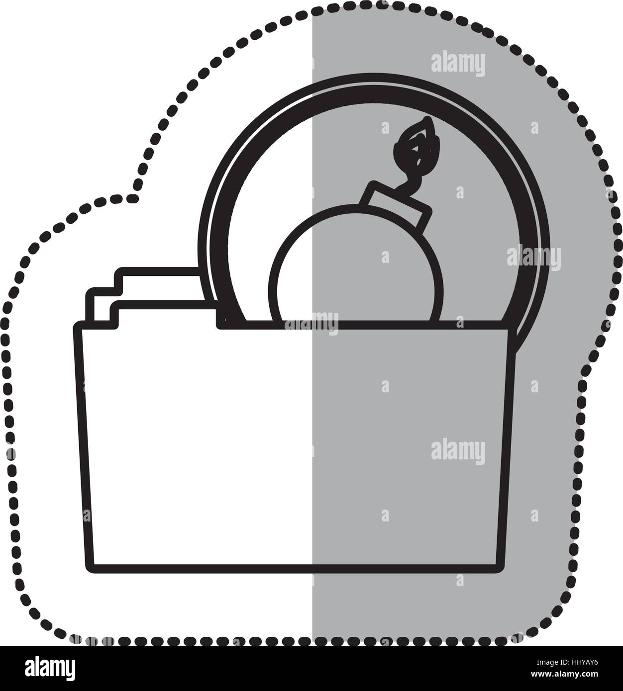 monochrome middle shadow sticker of folder virus bomb vector ...