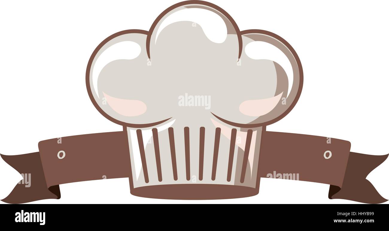 silhouette of chefs hat rounded and ribbon vector illustration Stock ...
