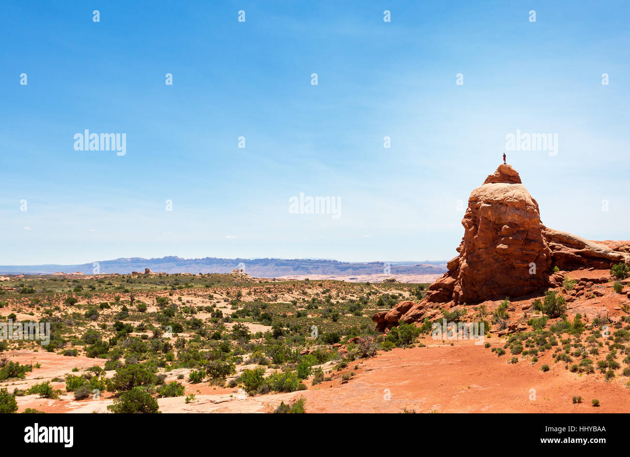 Human silhouette standing on the top of mountain Stock Photo - Alamy