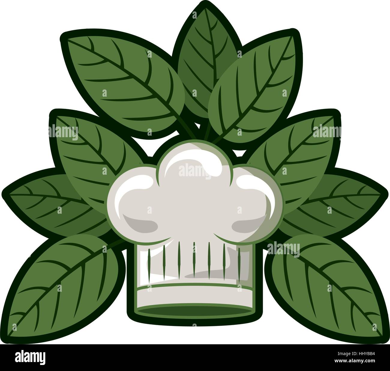 silhouette of chefs hat rounded with leaves vector illustration Stock ...