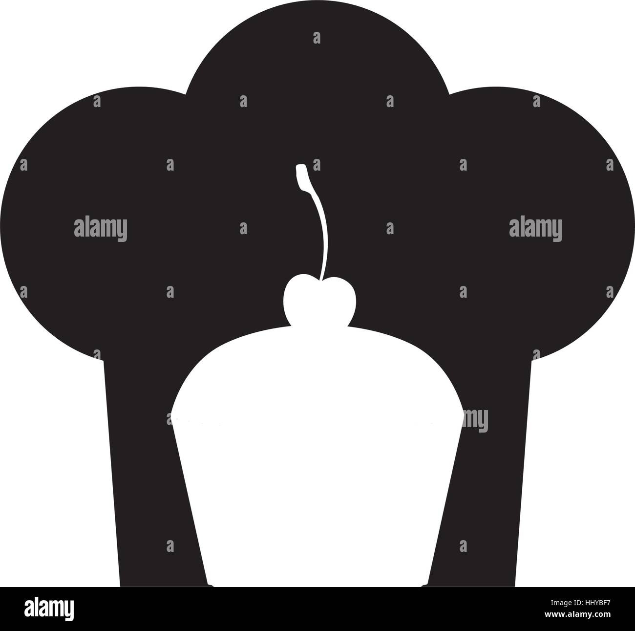 black silhouette with chefs hat and cupcake vector illustration vector ...