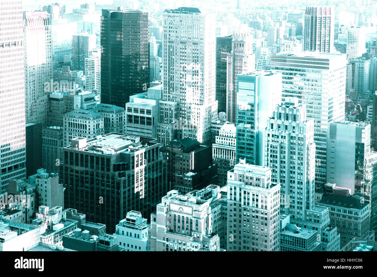 View of many buildings and skyscraper across New York City with modern ...