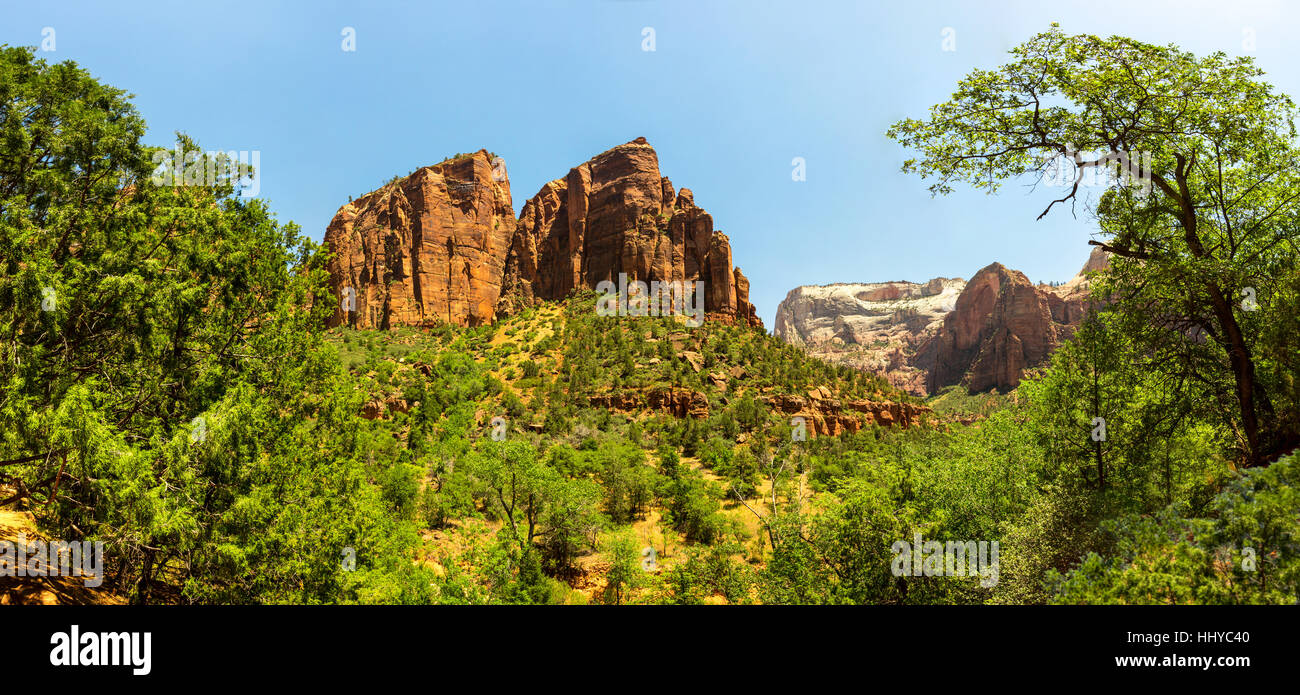 Red rocks nature landscape against blue sky Stock Photo - Alamy