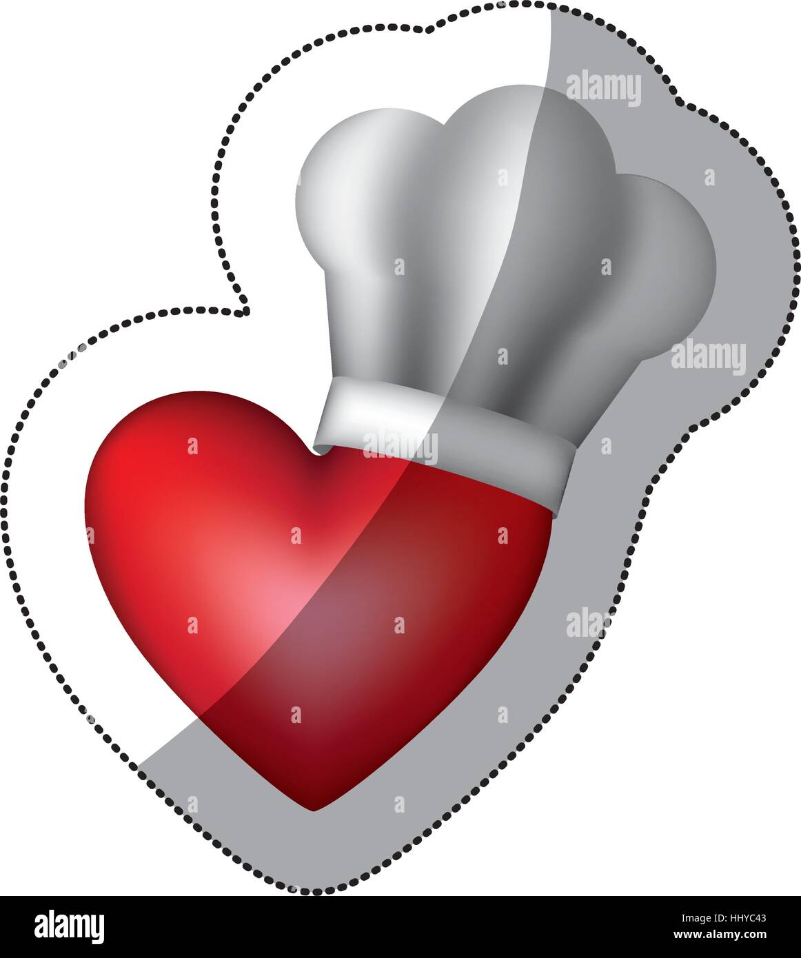 realistic silhouette sticker of chefs hat with heart vector ...