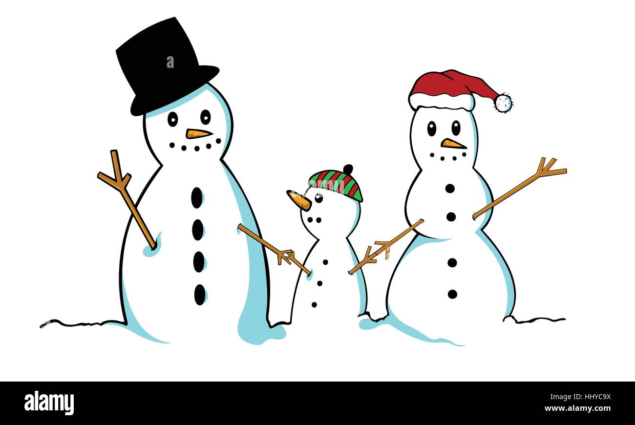 illustration of a snowman family isolated Stock Vector Image & Art - Alamy