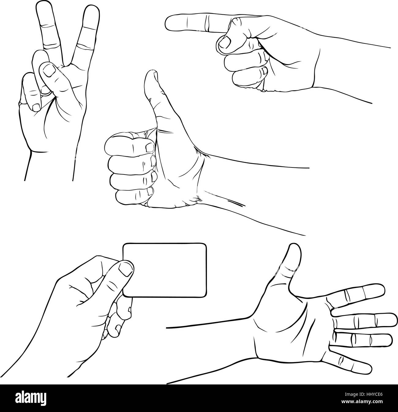 Sign language hands set Black and White Stock Photos & Images - Alamy