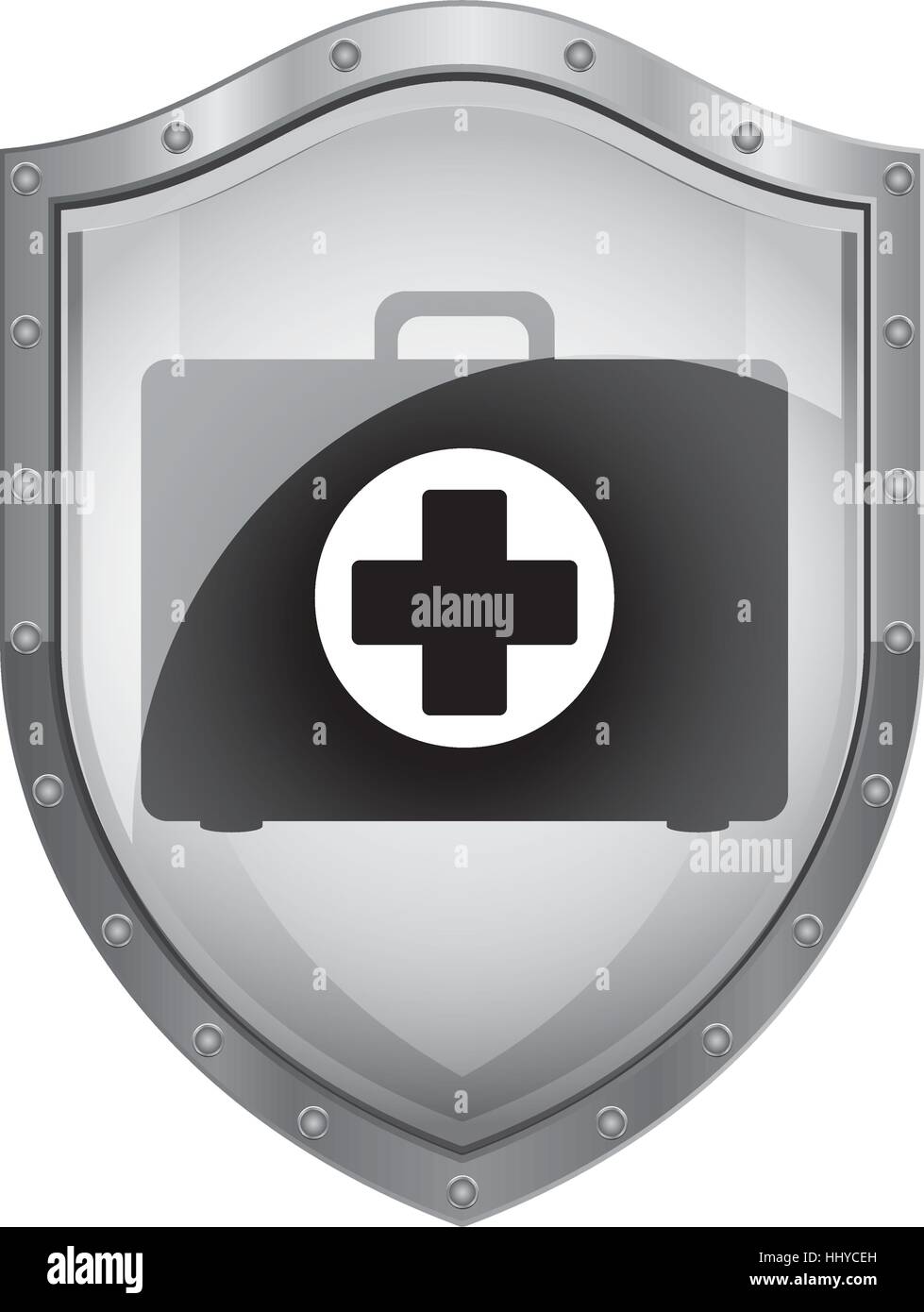 metallic shield with first aid kit vector illustration Stock Vector ...