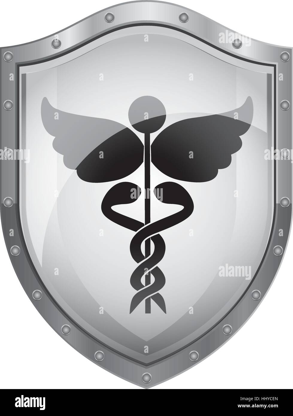 metallic shield Health symbol with Serpent entwined vector illustration ...