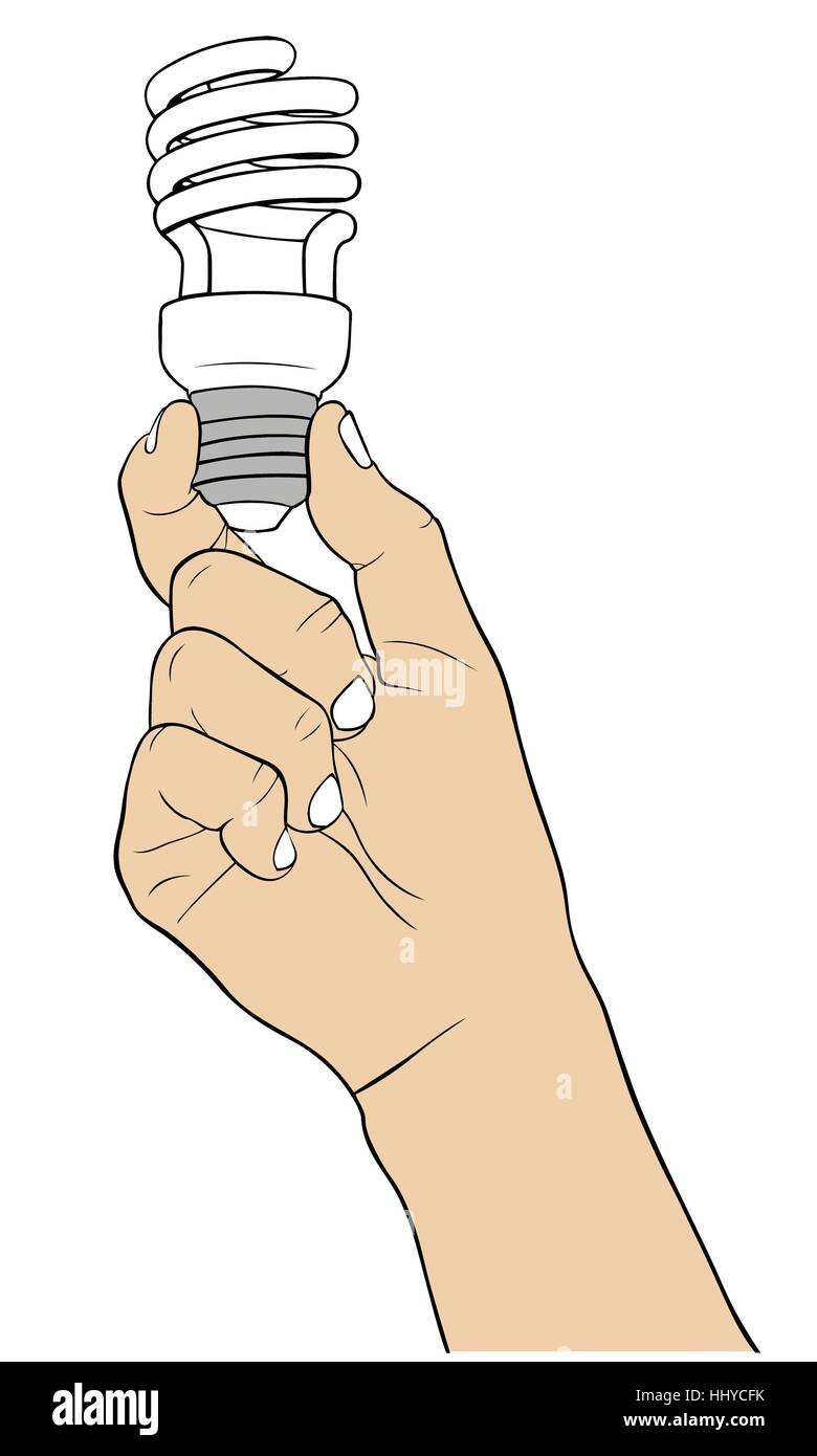 Illustration of a hand with light bulb isolated Stock Vector Image ...