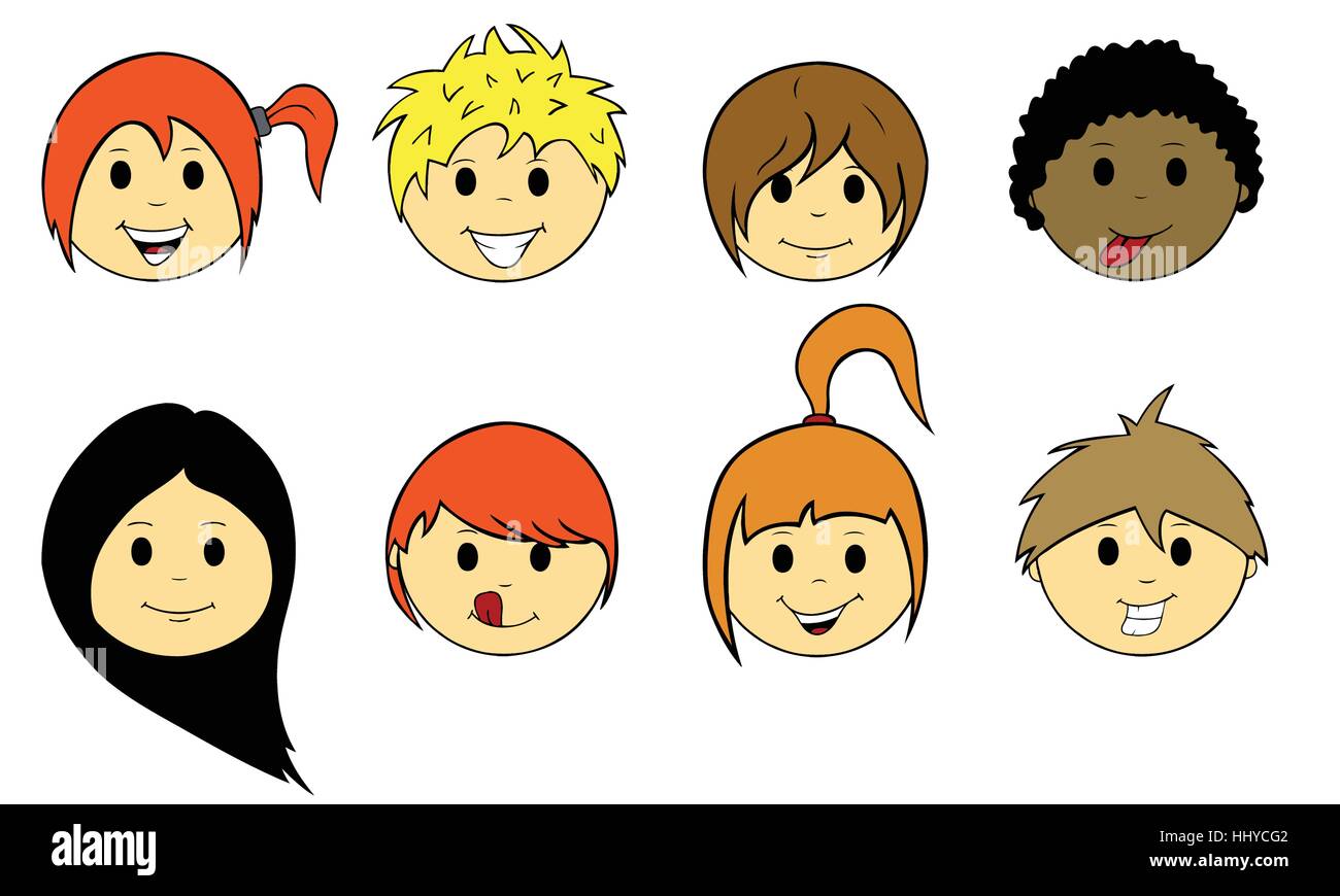 set of different kids faces isolated Stock Vector Image & Art - Alamy