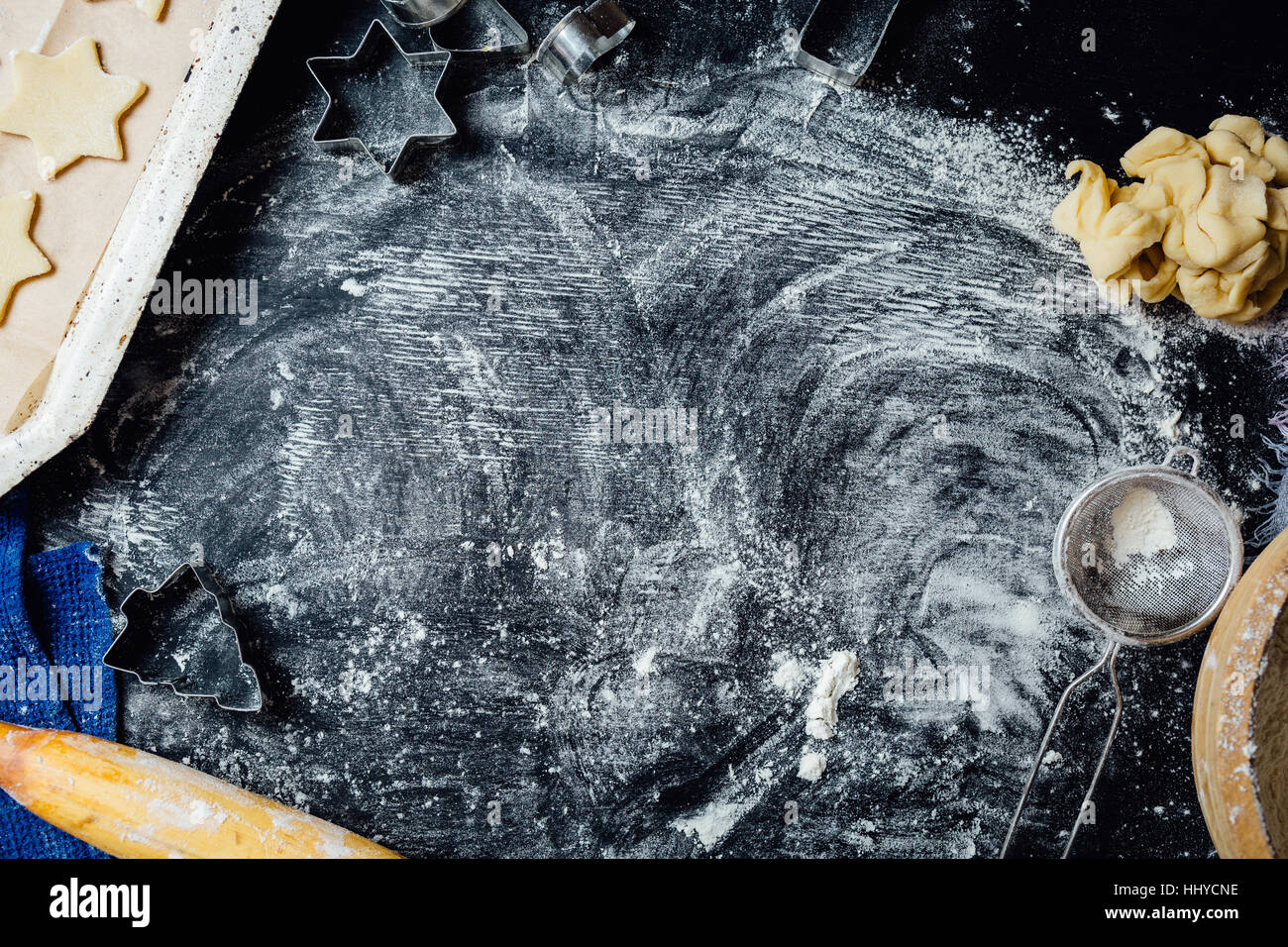 Table covered with flour Stock Photo - Alamy