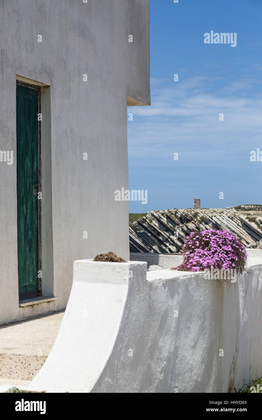 White building in Baleal, Portugal Stock Photo - Alamy
