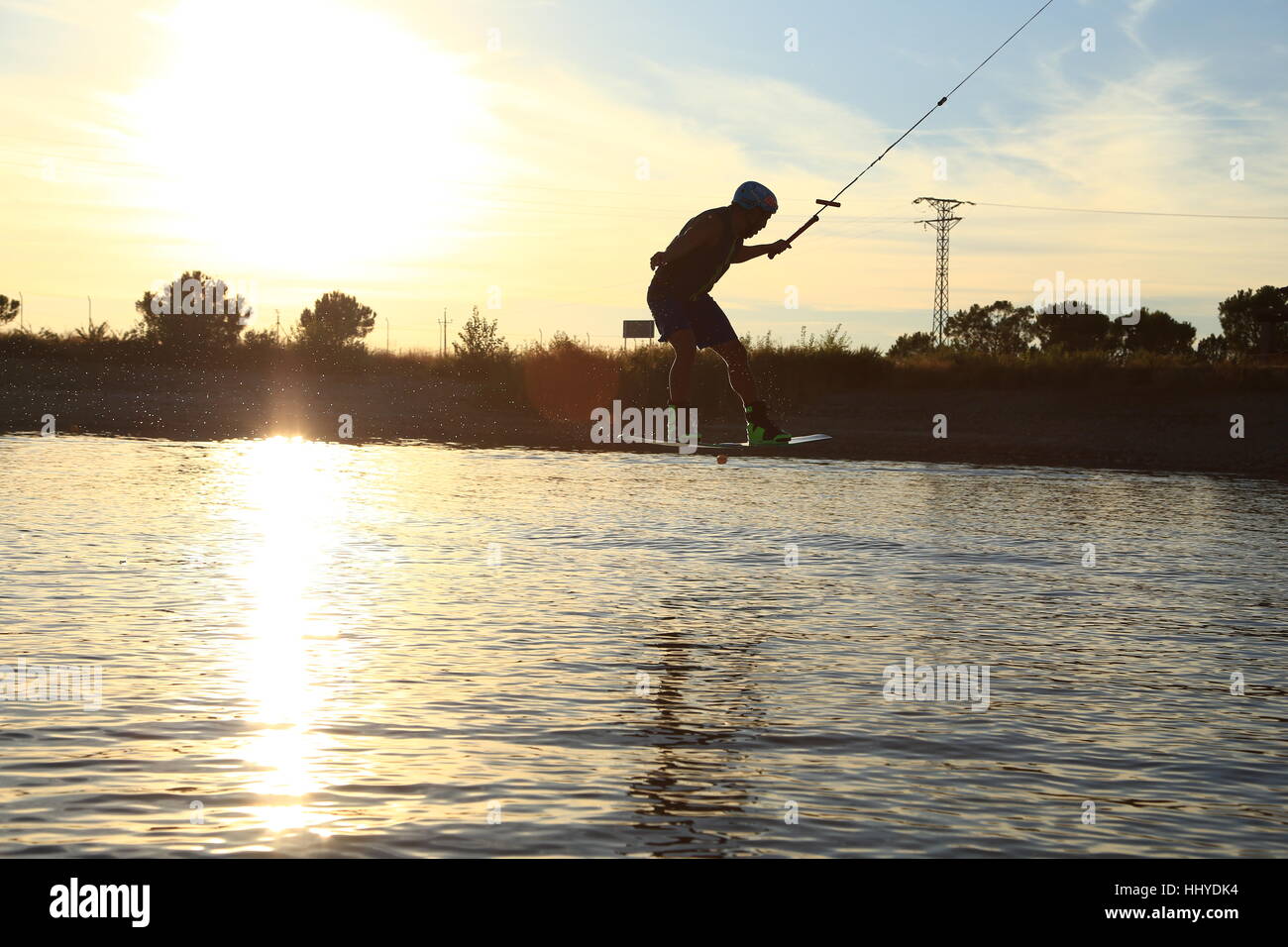 Cable park wakeboarding hi-res stock photography and images - Alamy