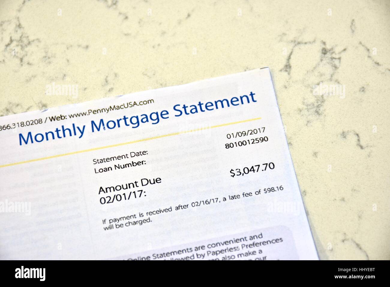 A monthly mortgage statement containing a detailed breakdown of the ...
