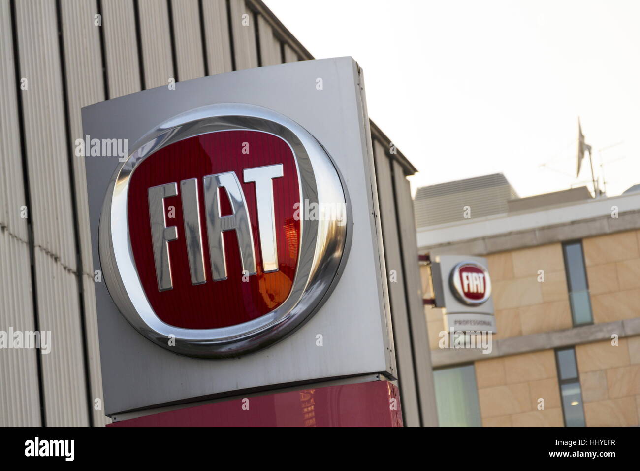 PRAGUE, CZECH REPUBLIC - JANUARY 20: Fiat group company logo on ...