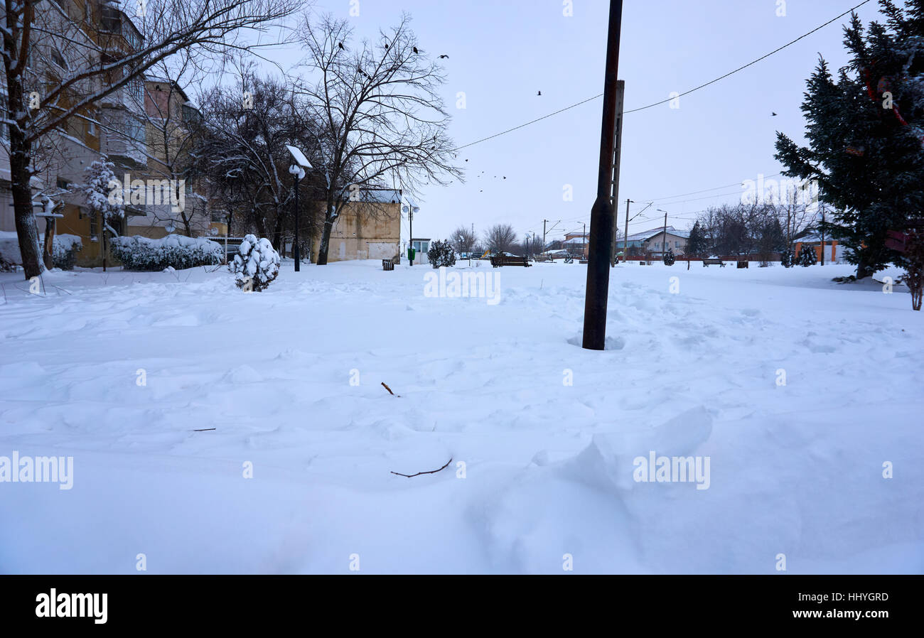 Dunes of snow and happy kids playing with snow balls Stock Photo - Alamy