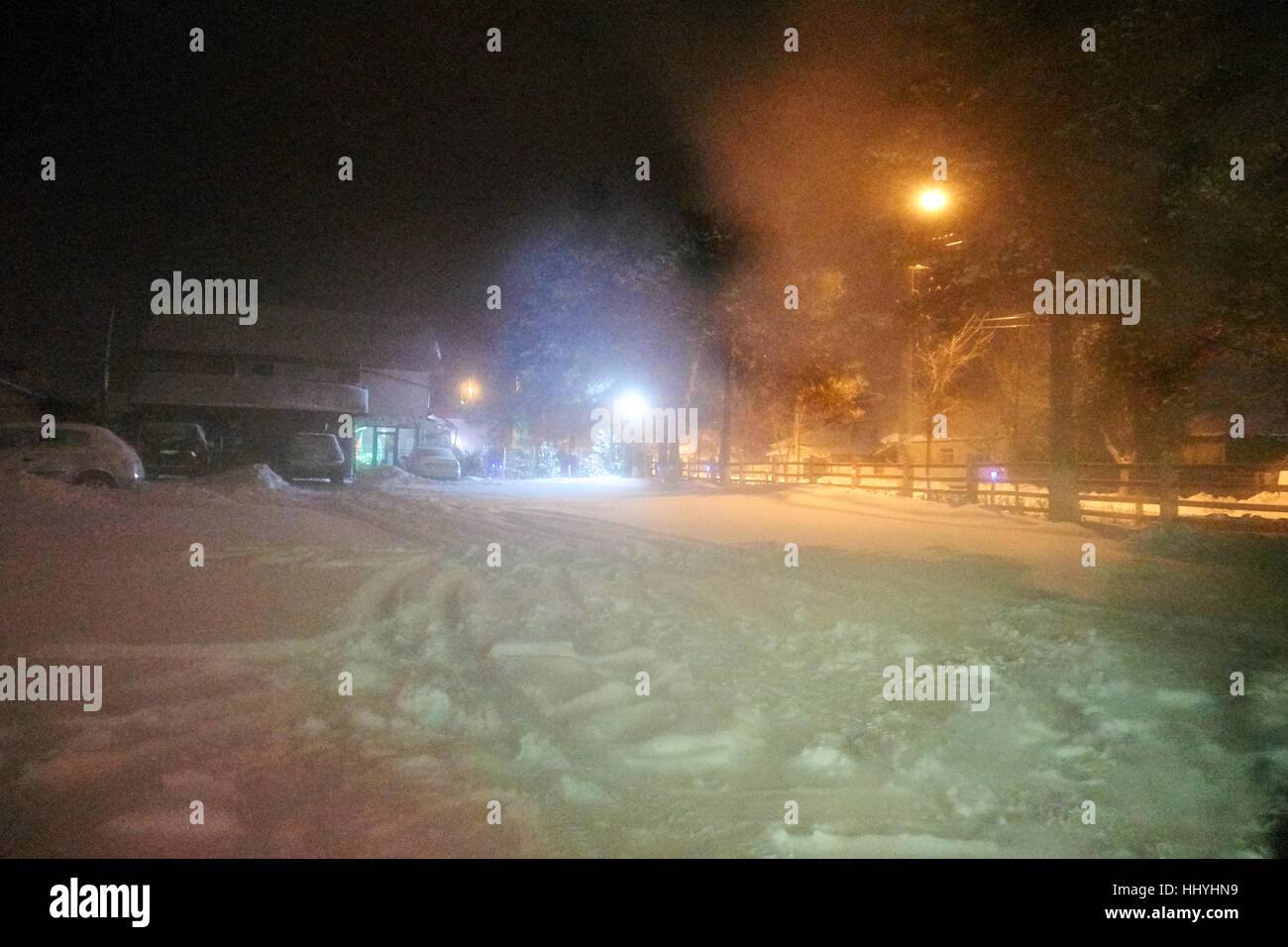Night scenes in the winter very beautiful Stock Photo - Alamy