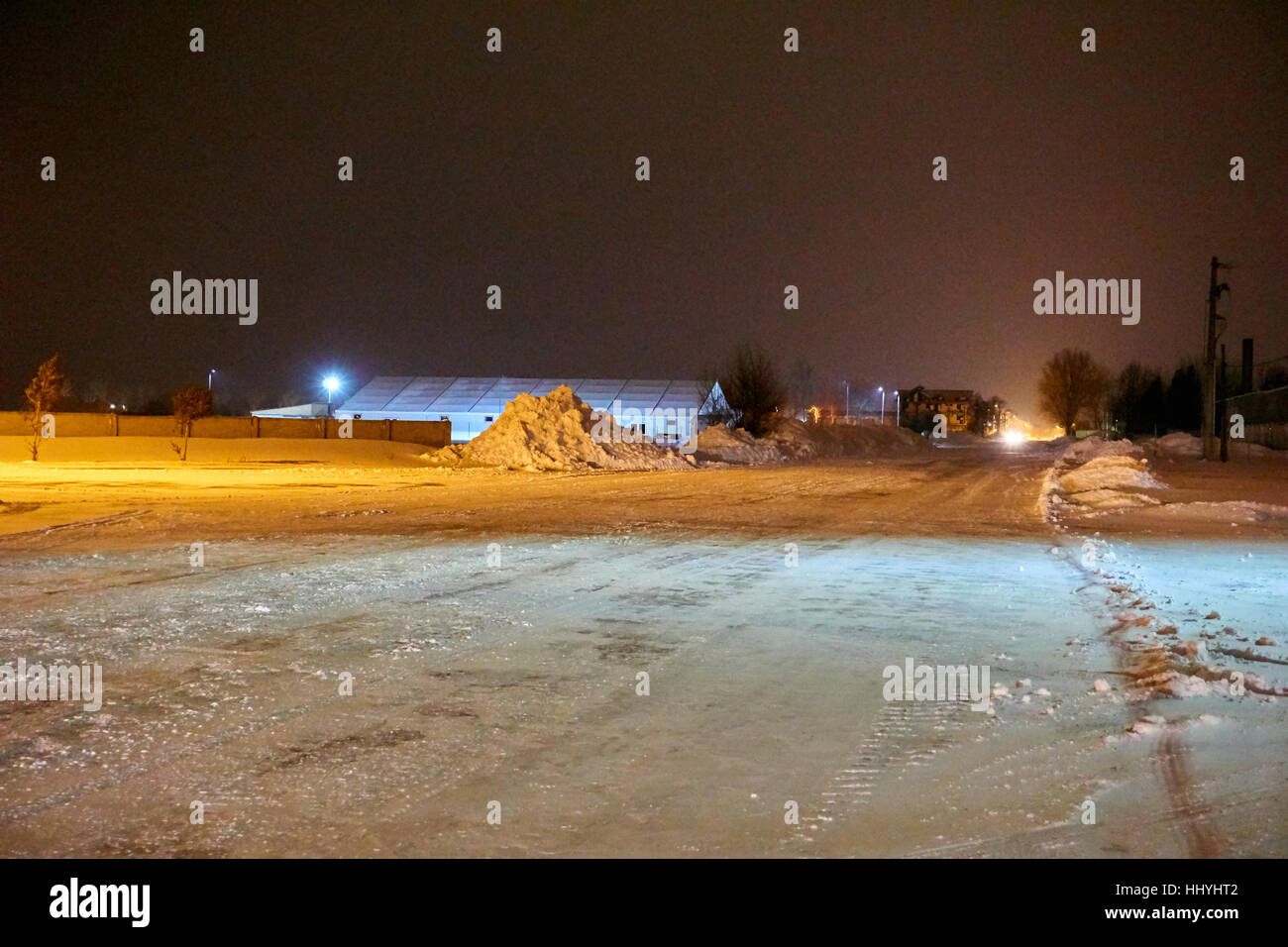 Night scenes in the winter very beautiful Stock Photo - Alamy