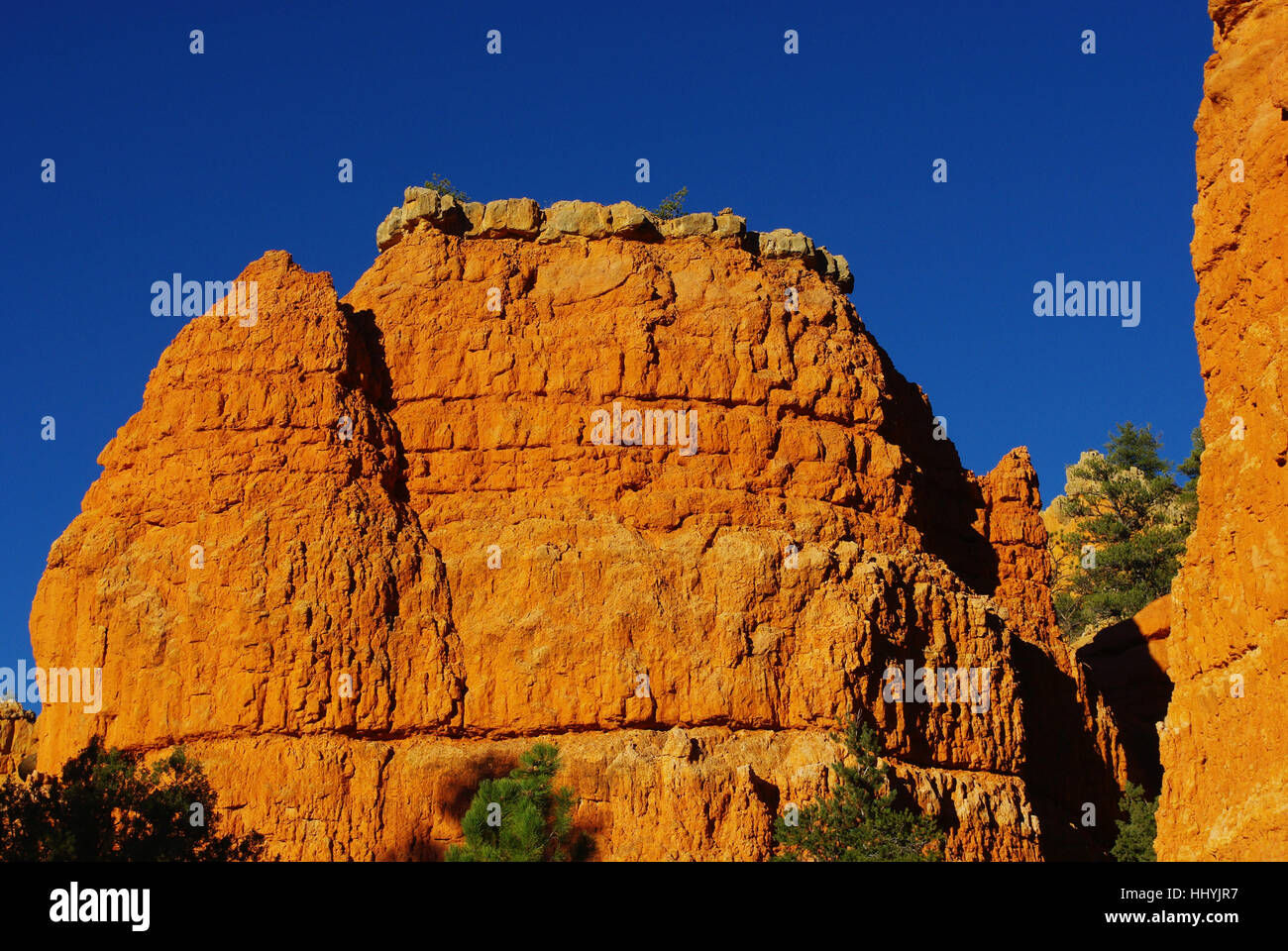 blue, tree, formation, rock, shrub, firmament, sky, blue, tree, green ...