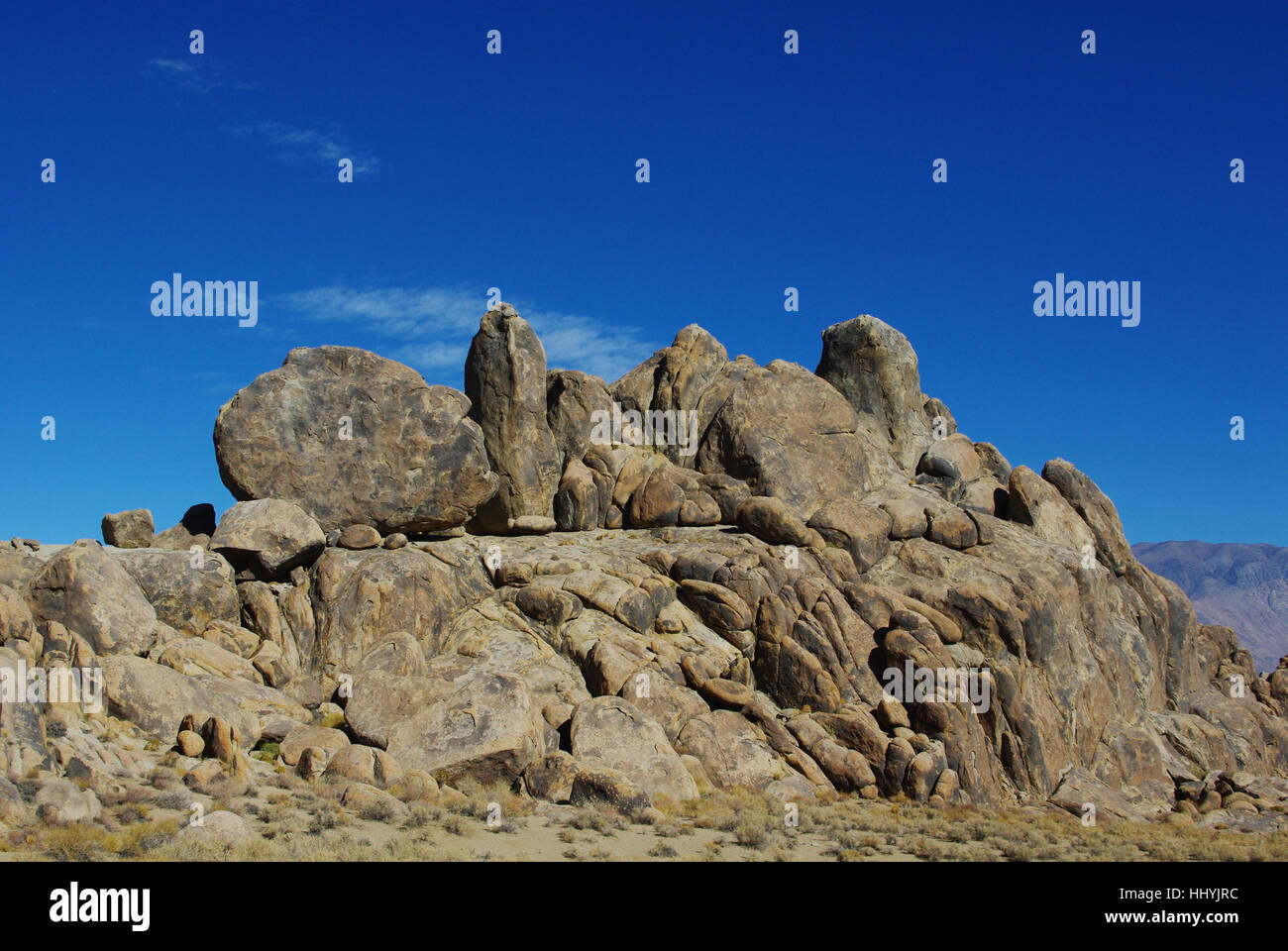 desert, wasteland, formation, rock, shrub, bush, firmament, sky, blue ...