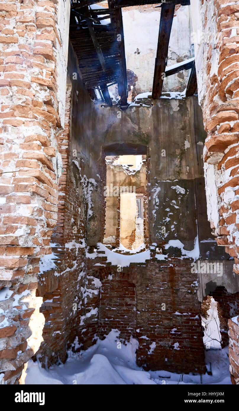 Amazing scenes with lot of snow happy birds and old house Stock Photo ...