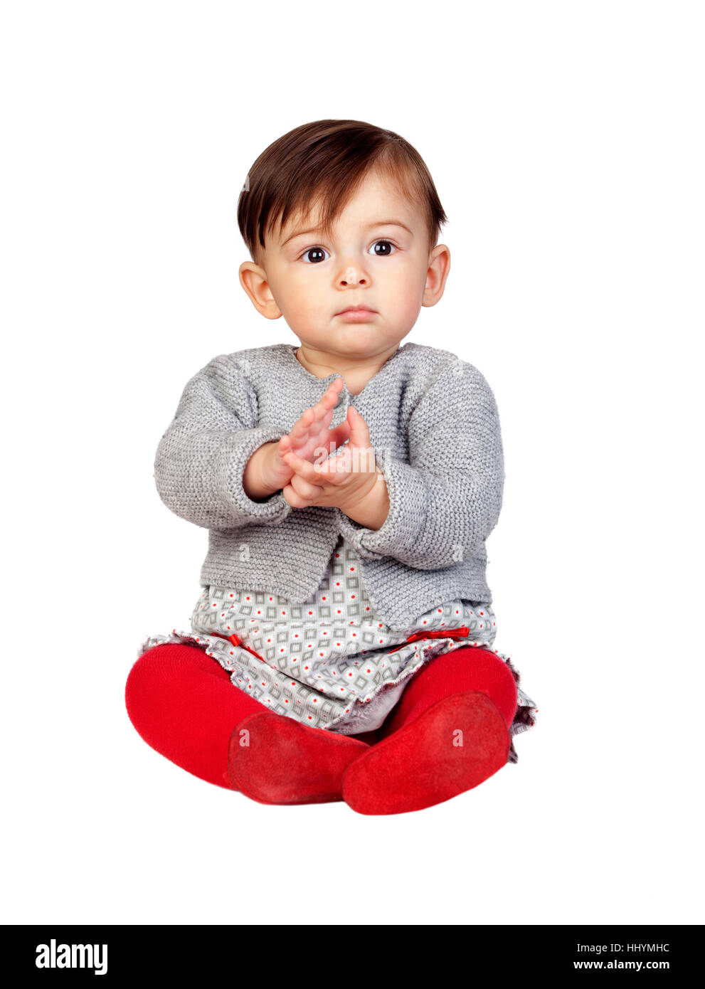 isolated, baby, clap, full, put, sitting, sit, clapping, adorable ...
