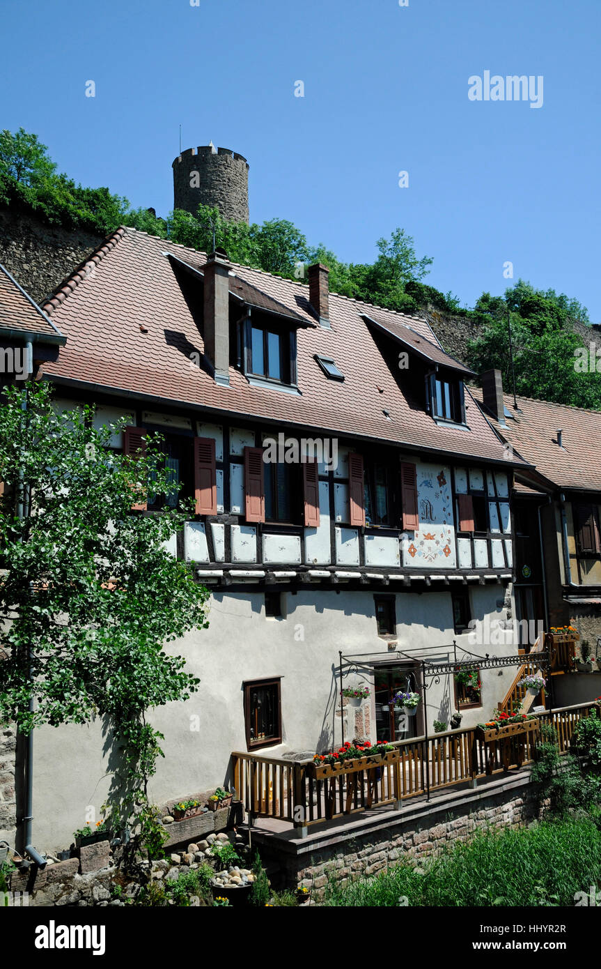 house, building, tower, frame-work, chateau, castle, old town, france ...