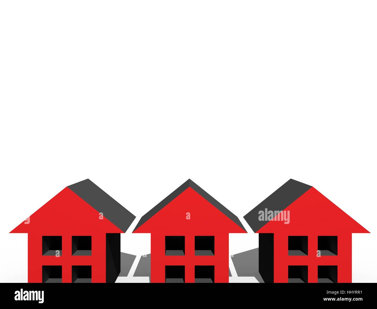 3D houses isolated against a white background Stock Photo - Alamy