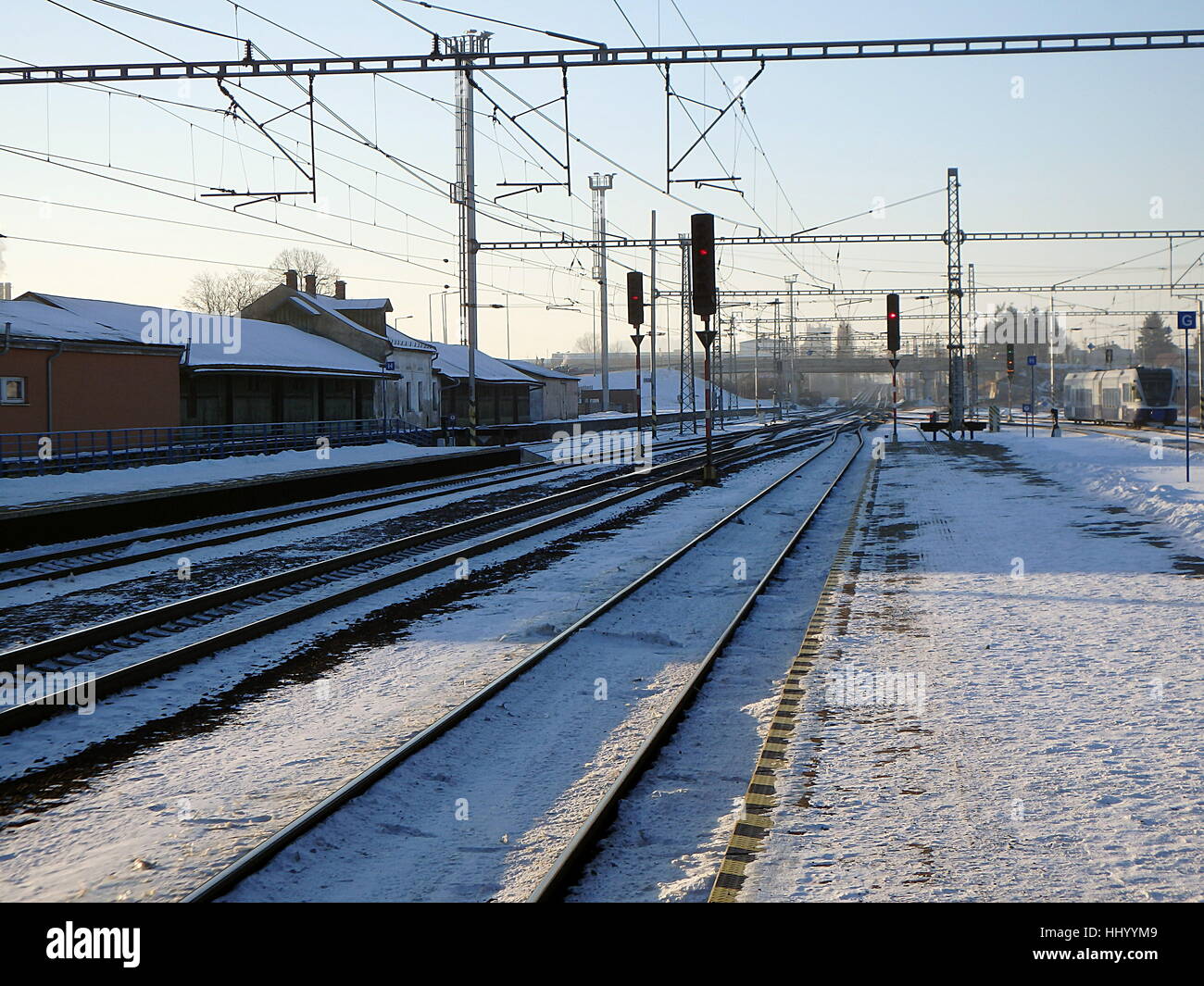 rail, railway, railroad, Winter Railway Tracks Stock Photo - Alamy