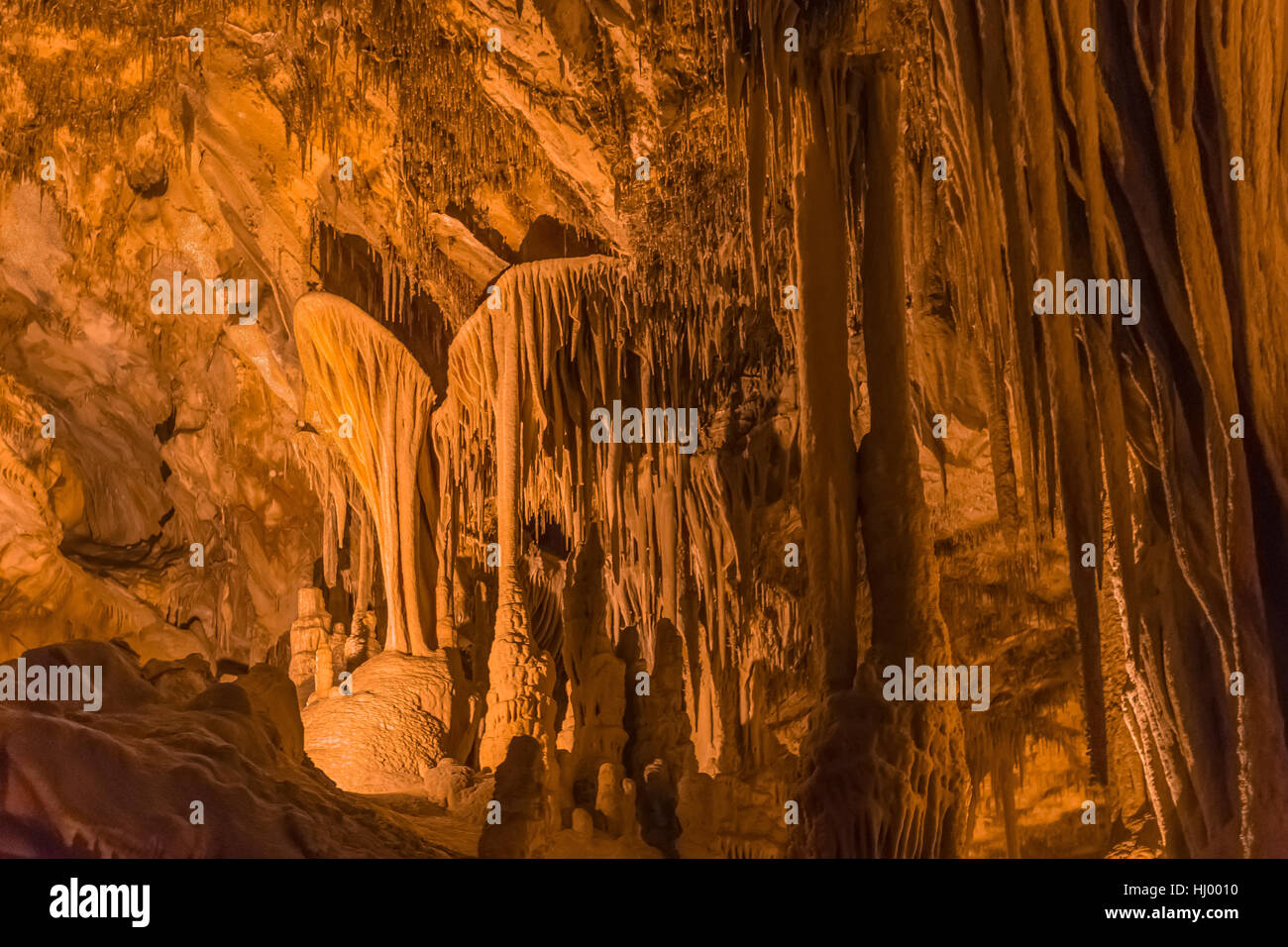 The Parachute, a cave shield formation with draperies in Lehman Caves ...