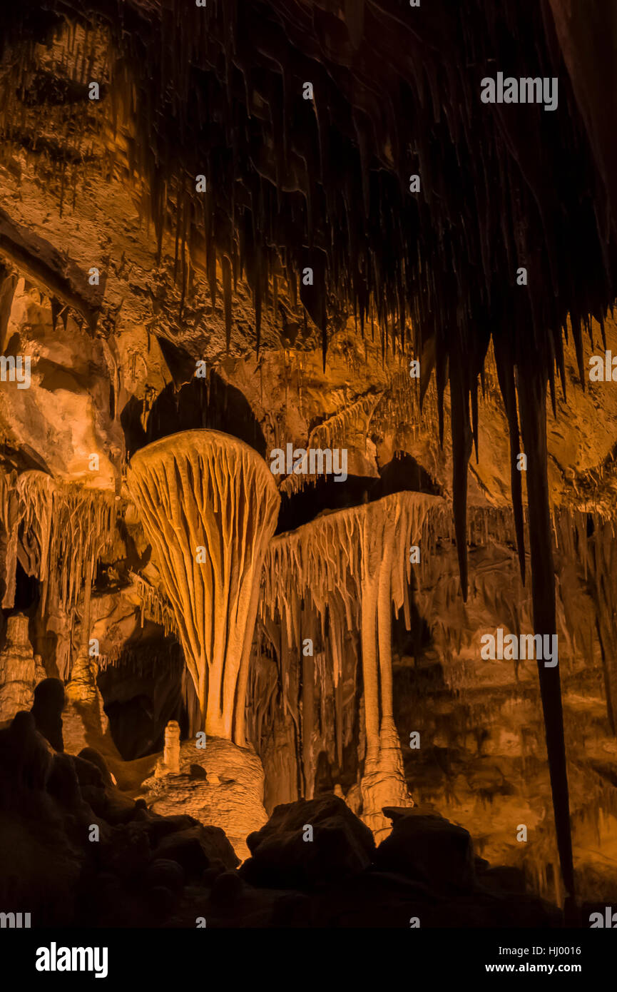 The Parachute, a cave shield formation with draperies in Lehman Caves ...