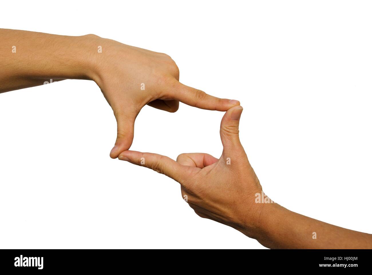 two hands build a frame together, on white Stock Photo - Alamy