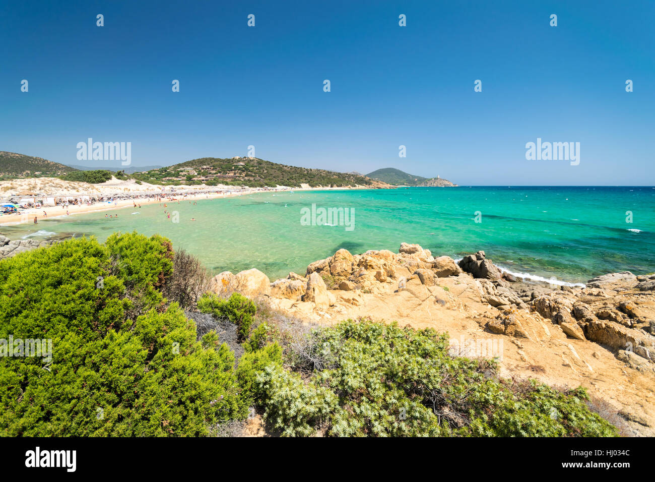Panorama of the wonderful beaches of Chia, Sardinia, Italy Stock Photo ...