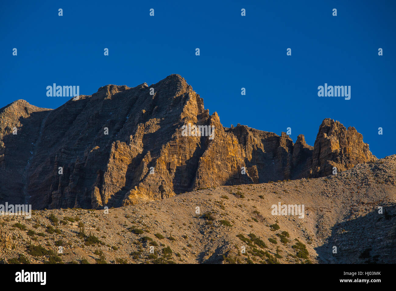 Jeff Davis Peak, the rugged, third-highest peak in Nevada, viewed in ...