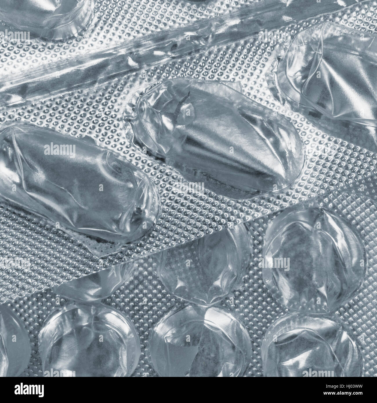 Empty pill blister background, multiple emptied tablet blisters silver ...