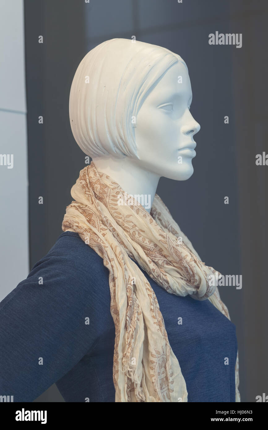 female dummies for display clothing in shop, note shallow depth of ...