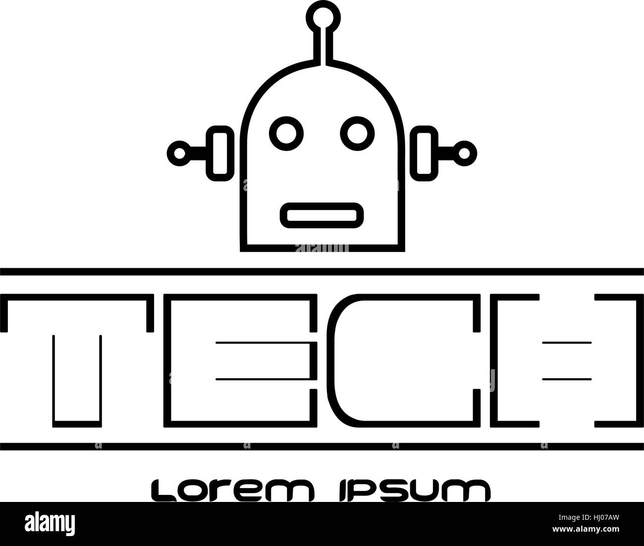 Tech logo design cyber robot Black and White Stock Photos & Images - Alamy