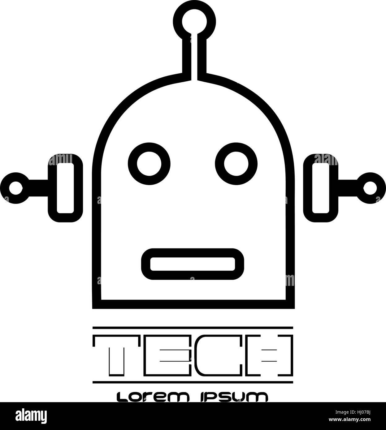 Tech logo design cyber robot Black and White Stock Photos & Images - Alamy