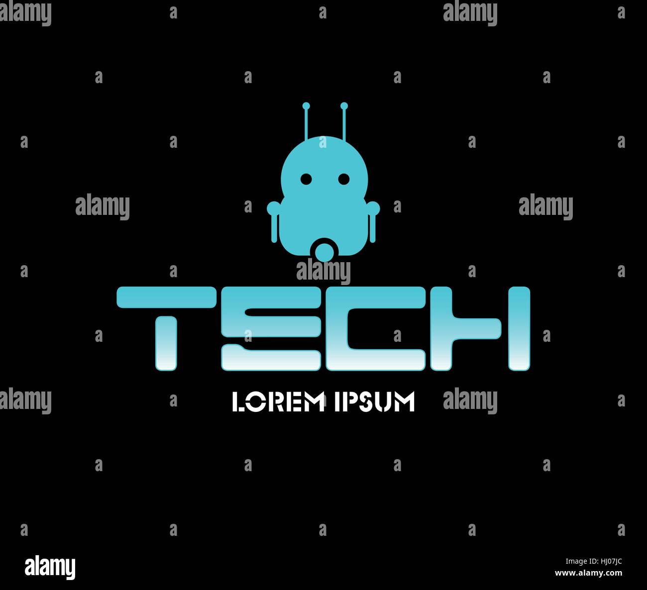 Tech Logo Design with Cyber Robot. EPS 8 supported Stock Vector Image ...