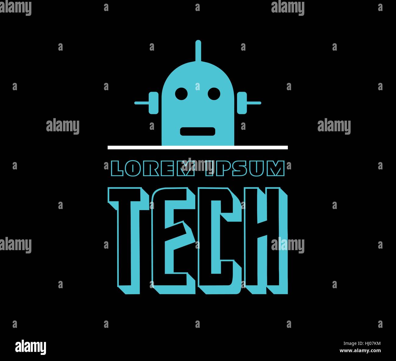 Tech Logo Design with Cyber Robot. EPS 8 supported Stock Vector Image ...