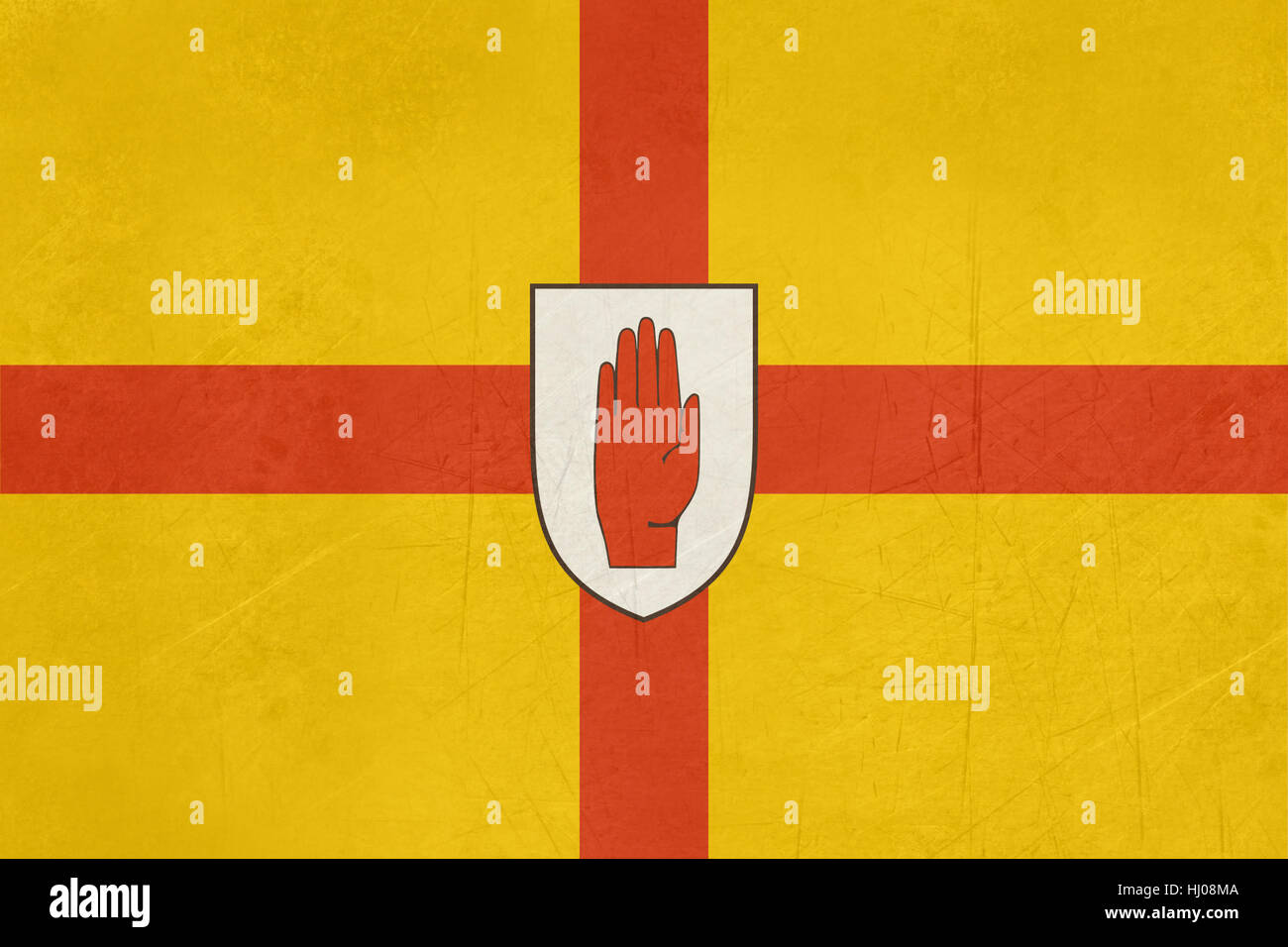 Grunge official flag of Ulster with red hand, Northern Ireland Stock ...
