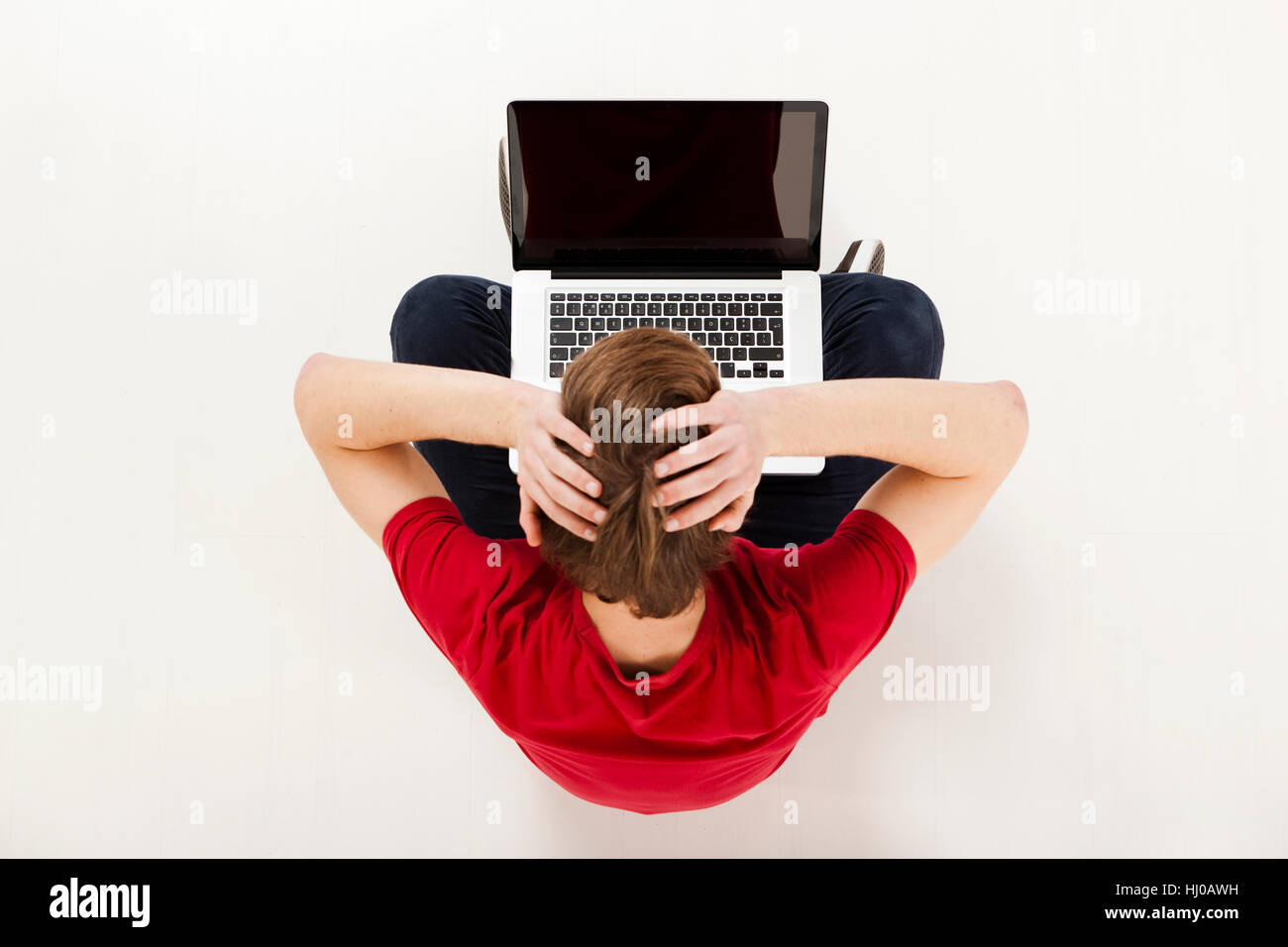 Teen boy laptop worried hi-res stock photography and images - Alamy